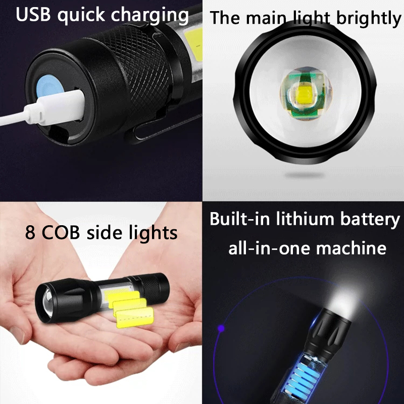 Portable Rechargeable LED Flashlight Zoom Focus Mini Led Flashlight To ...