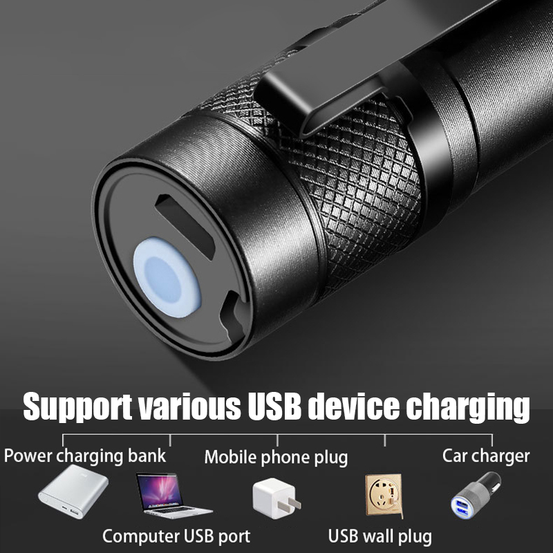 Portable Rechargeable LED Flashlight Zoom Focus Mini Led Flashlight To ...